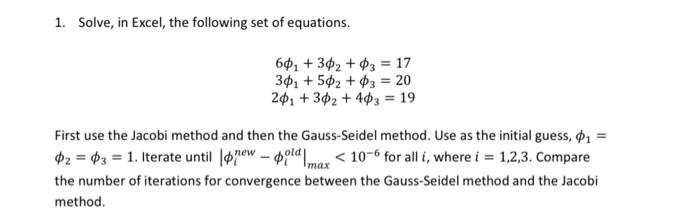 Solved 1. Solve, in Excel, the following set of equations. | Chegg.com
