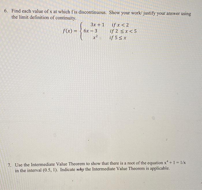 Solved 6. Find each value of x at which f is discontinuous. | Chegg.com