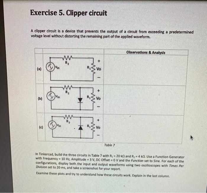 Solved Exercise 5. Clipper circuit clipper circult is a | Chegg.com