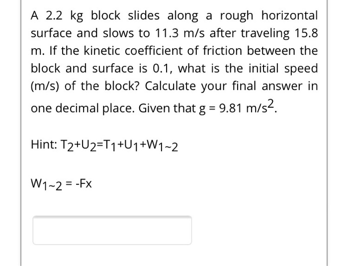 Solved A 2.2 kg block slides along a rough horizontal | Chegg.com