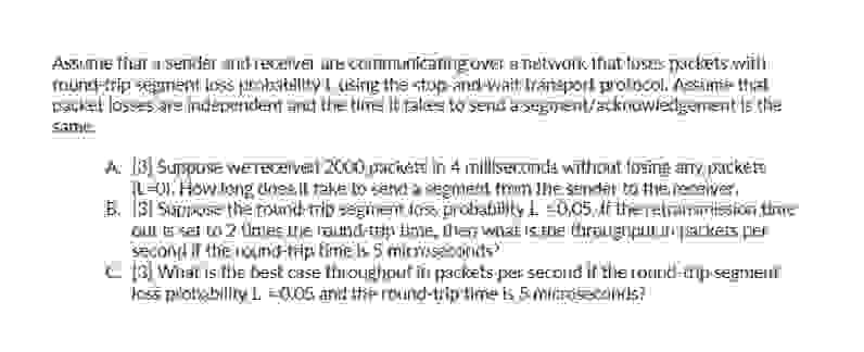 Solved Assume that a sender and receiver are communicating | Chegg.com