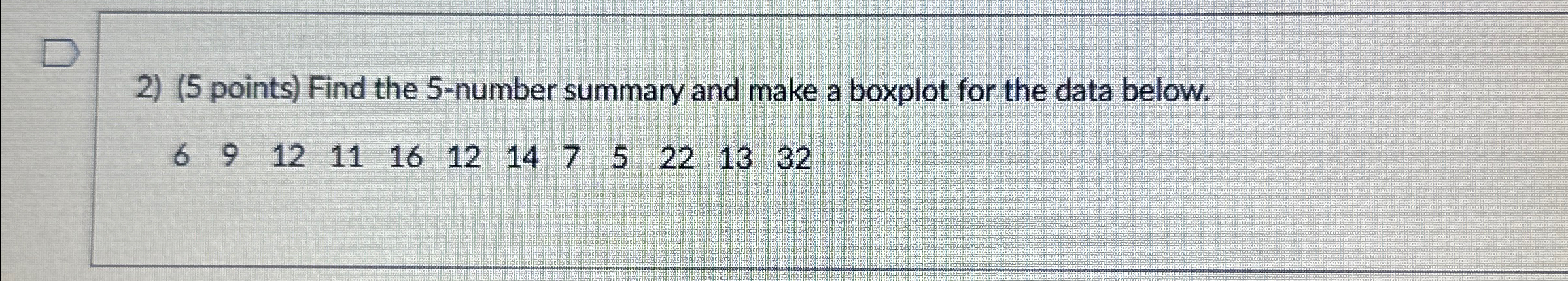 Solved (5 ﻿points) ﻿Find the 5 -number summary and make a | Chegg.com