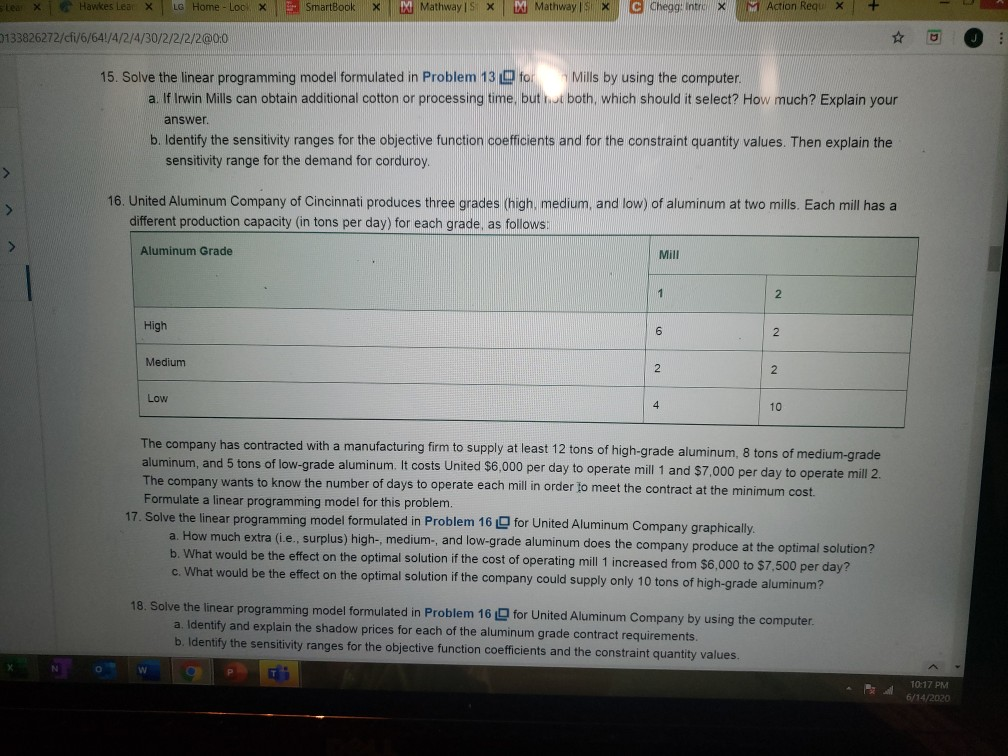 Solved 18 Solve The Linear Programming Model Formulated In