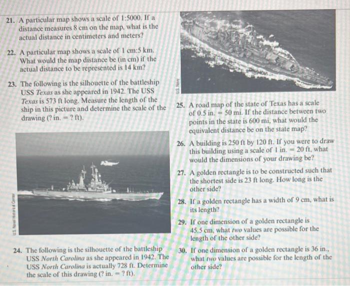 Solved 21. A particular map shows a scale of 1:5000. If a | Chegg.com