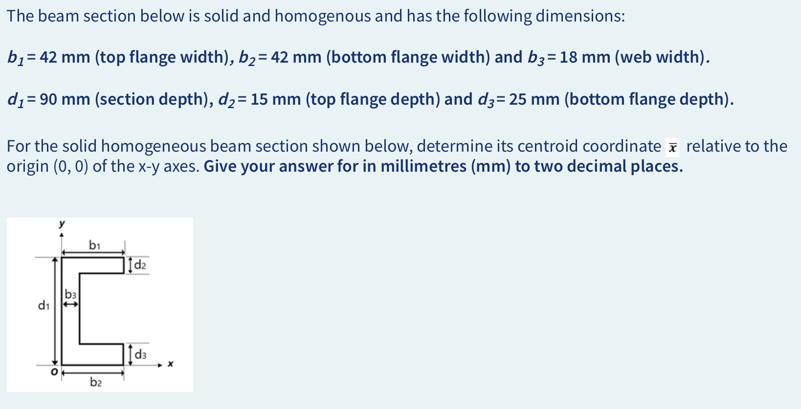 Solved The beam section below is solid and homogenous and | Chegg.com