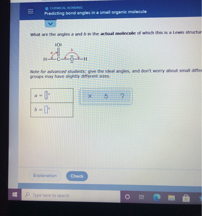 Solved CHEMICAL BONDING Predicting bond angles in a small | Chegg.com