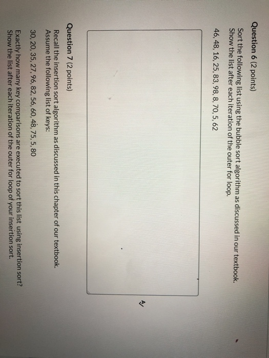 Solved Question 6 (2 points) Sort the following list using | Chegg.com