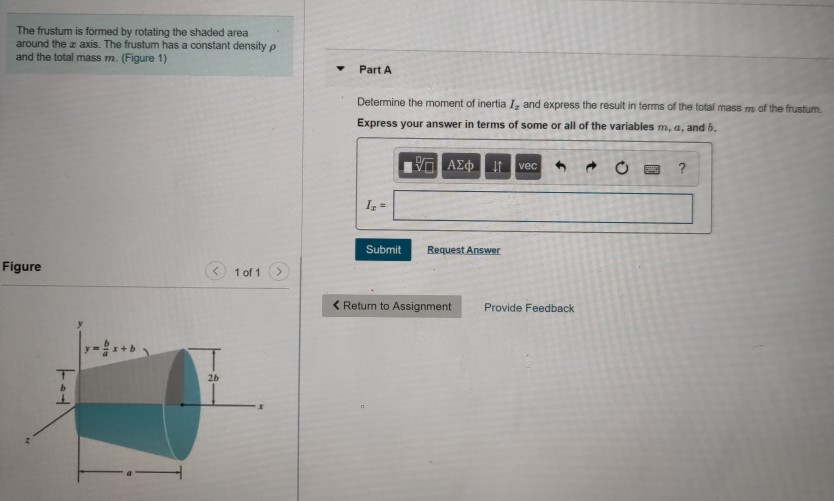 Solved The frustum is formed by rotating the shaded area | Chegg.com