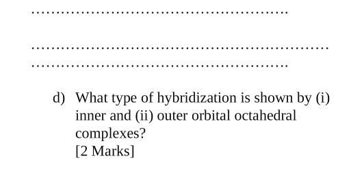 Solved Question I: Apply the Valence Bond Theory (VBT) to | Chegg.com