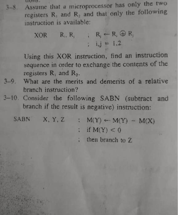 Solved 3-8. Assume that a microprocessor has only the two | Chegg.com
