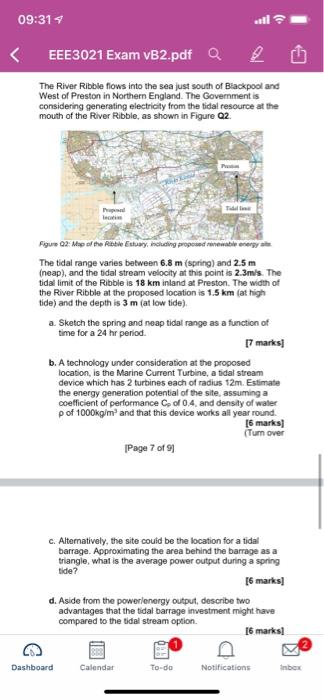 09:31 4 all & EEE3021 Exam vB2.pdf Q The River Ribble | Chegg.com