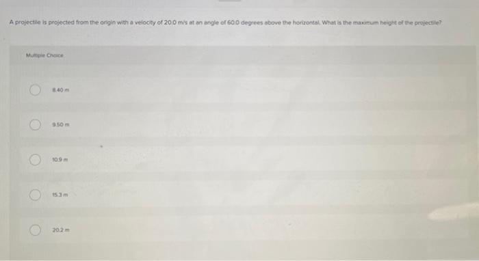 Solved A Projectile Is Projected From The Origin With A