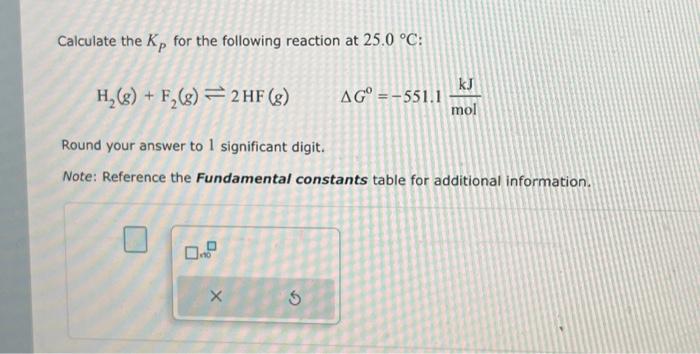 Solved Calculate the KP for the following reaction at 25.0∘C | Chegg.com
