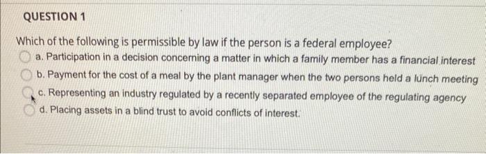 Which of the following is permissible by law if the | Chegg.com