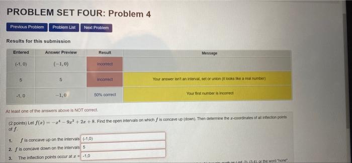 Solved PROBLEM SET FOUR: Problem 4 Previous Problem Problem | Chegg.com