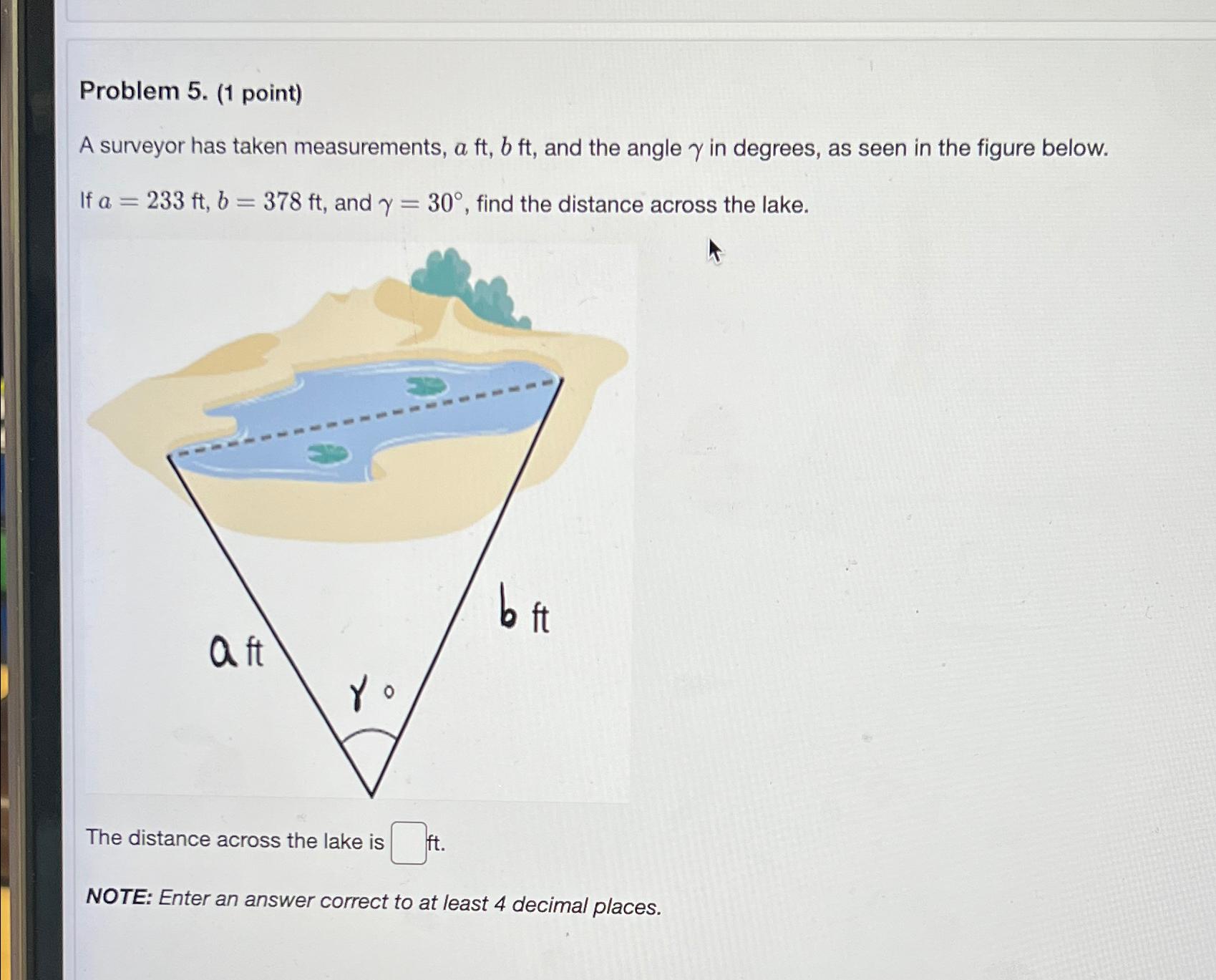 Solved Problem 5. (1 ﻿point)A surveyor has taken | Chegg.com