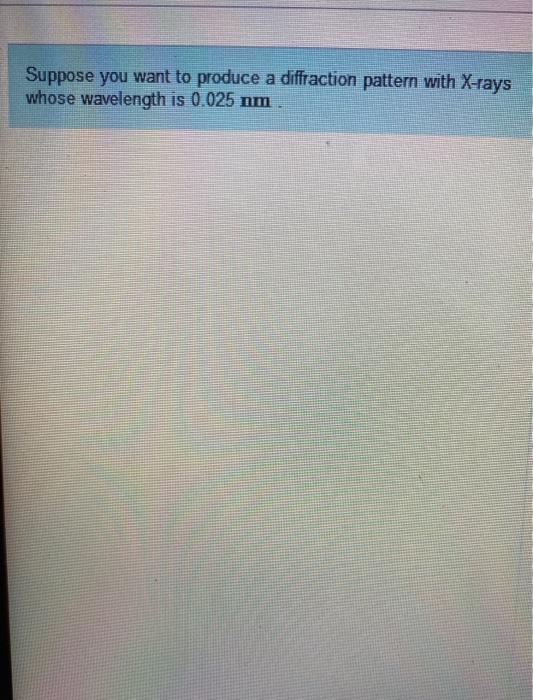 Solved Suppose you want to produce a diffraction pattern | Chegg.com