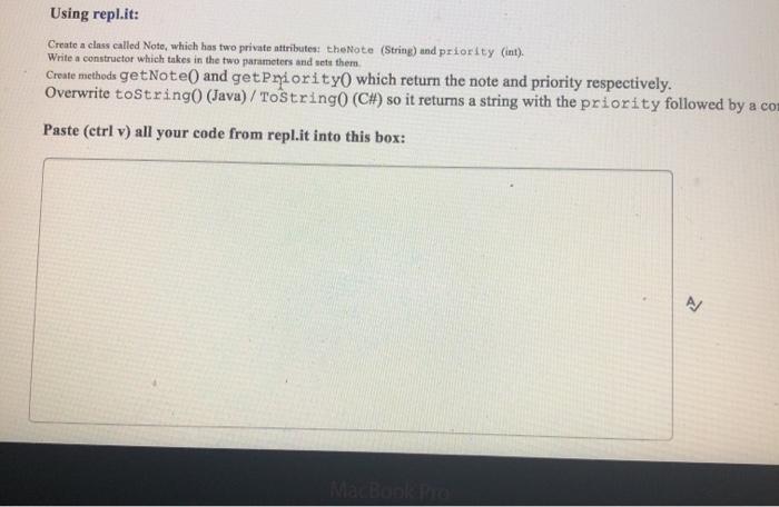Solved Using repl.it: Create a class called Noto, which has | Chegg.com