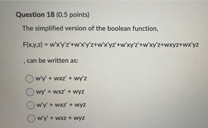 Solved The simplified version of the boolean function, | Chegg.com