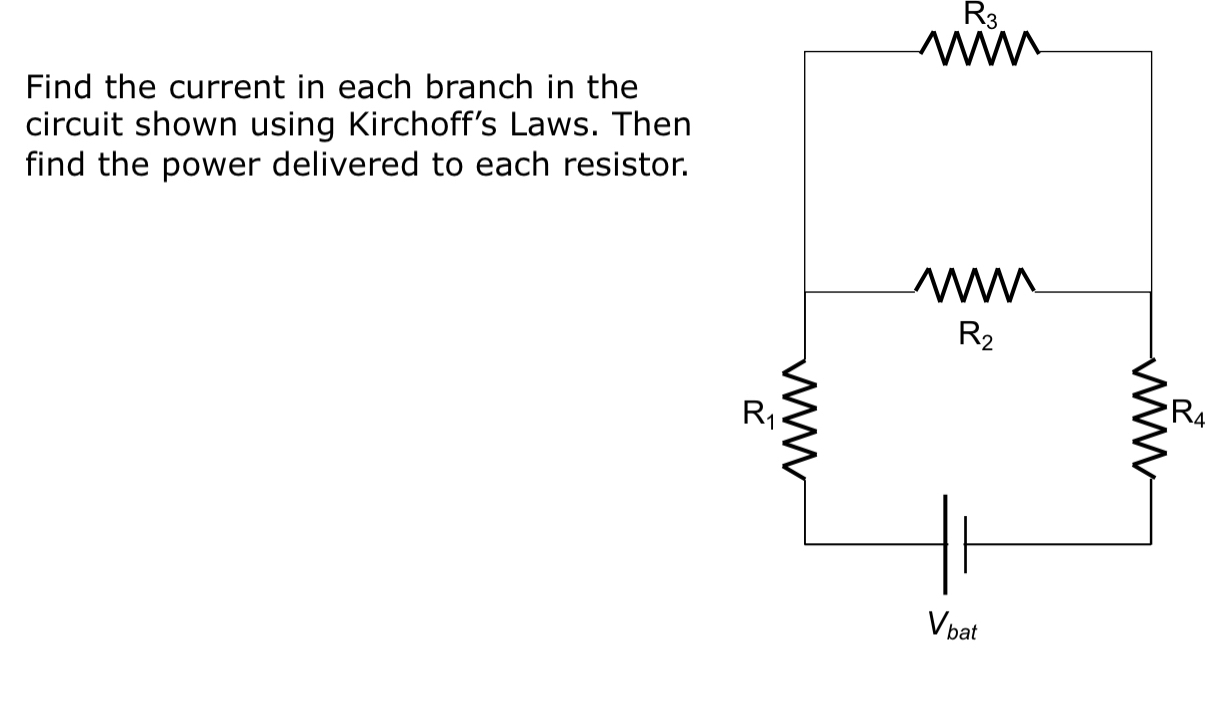 Solved Find the current in each branch in the circuit shown | Chegg.com