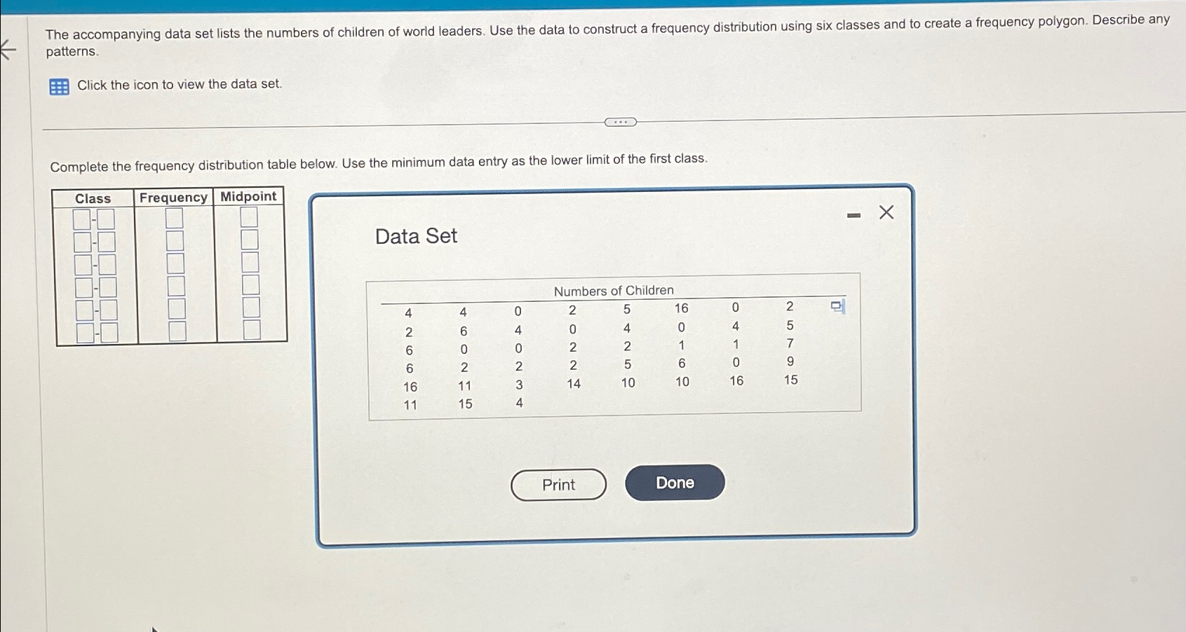 Solved The accompanying data set lists the numbers of | Chegg.com