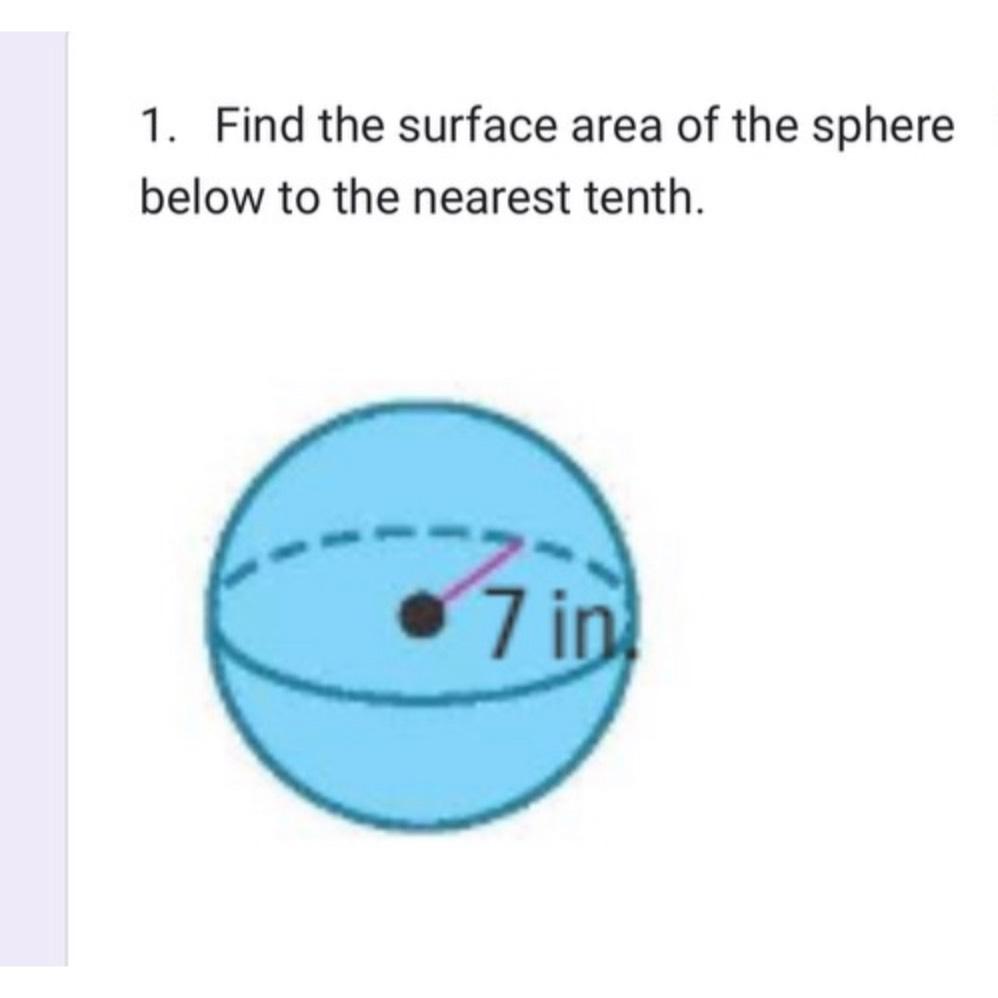 Solved Find the surface area of the sphere | Chegg.com