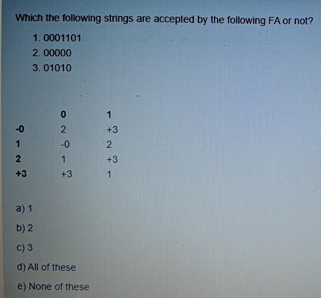 Solved Theory Of Automata Which The Following Strings Are