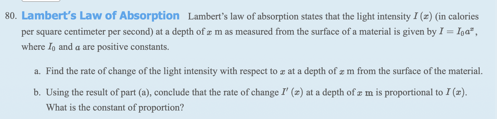 Solved Lambert's Law of Absorption Lambert's law of | Chegg.com