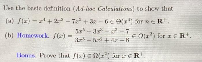 Solved Use the basic definition (Ad-hoc Calculations) to | Chegg.com