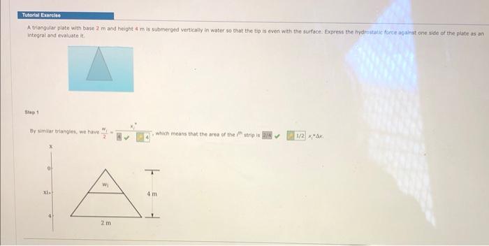 Solved Tutorial Exercise A triangular plate with base 2 m | Chegg.com