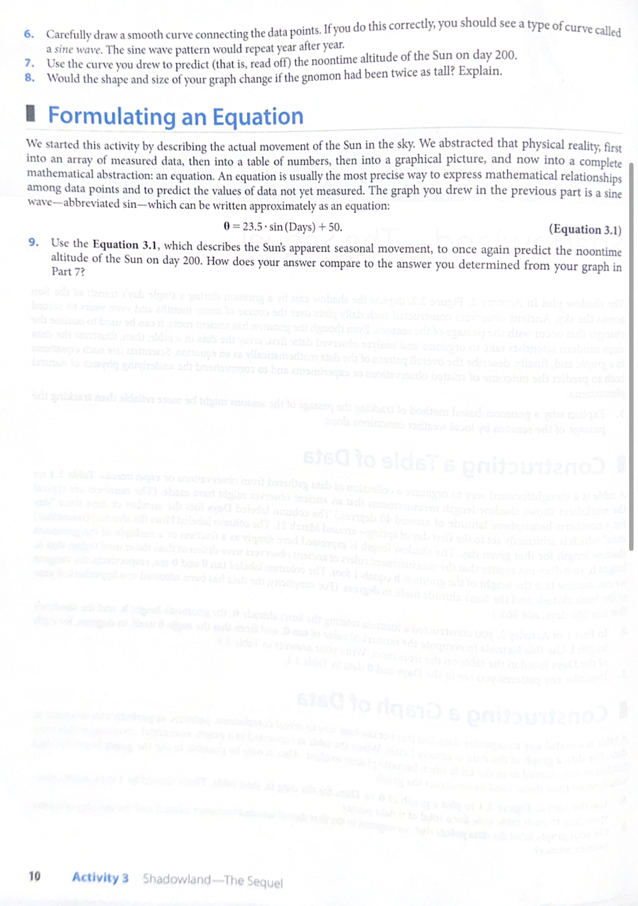 Shadowland_-The SequelThe shadow plot in Activity 2, | Chegg.com