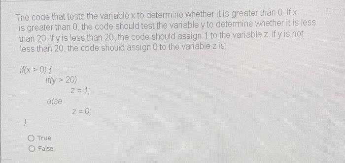 Solved The code that tests the variable x to determine | Chegg.com