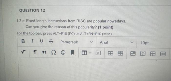 Solved 1.2.c: Fixed-length instructions from RISC are | Chegg.com