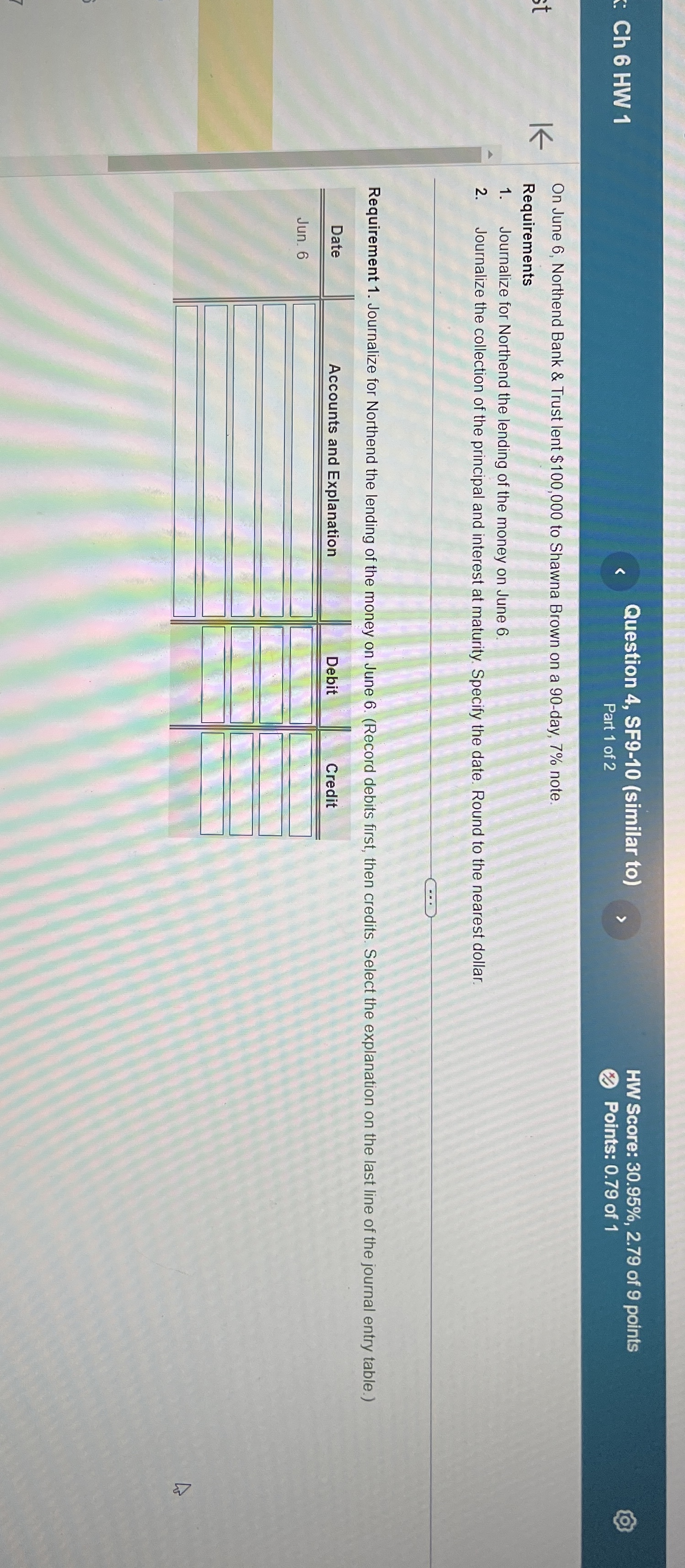 Solved Ch 6 ﻿HW 1Question 4, ﻿SF9-10 (similar to)HW Score: | Chegg.com