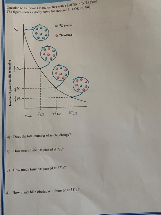 Solved Question 6: Carbon-14 is radioactive with a half-life | Chegg.com