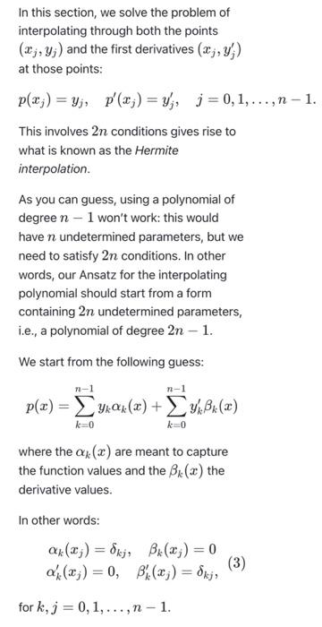 2 Please Derive In The Hermite Interpolation Using 