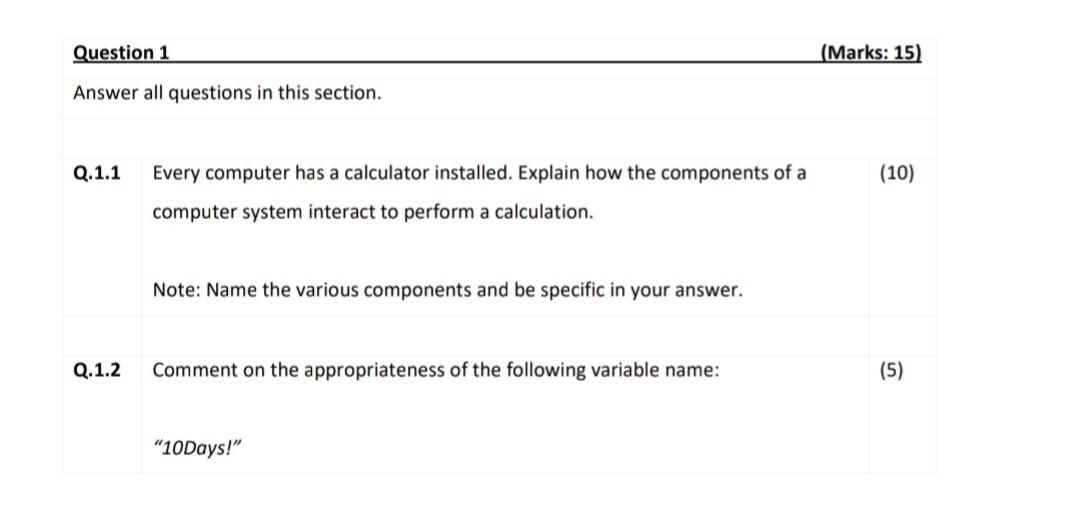 Solved Question 1 Answer all questions in this section. | Chegg.com