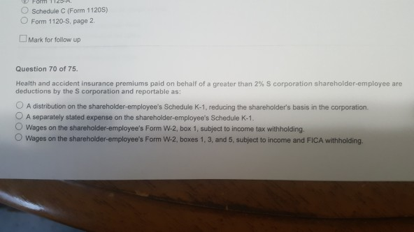 Solved БОО Form Schedule C (Form 11205) Form 1120-S, page 2 | Chegg.com