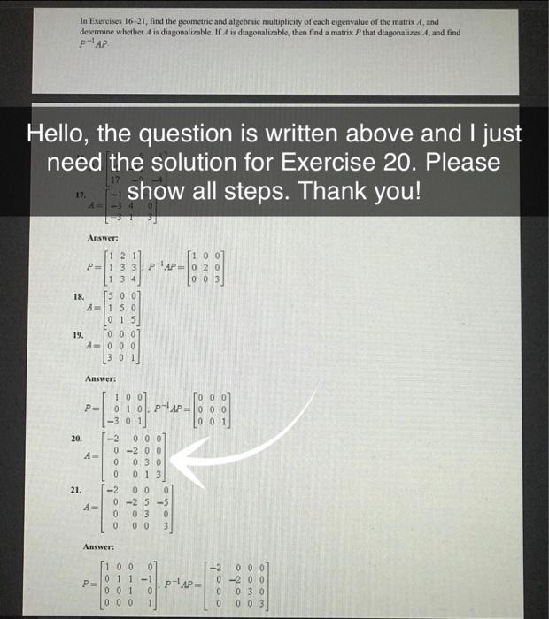 Solved In Exercises 16-21, find the geometric and algebraic | Chegg.com