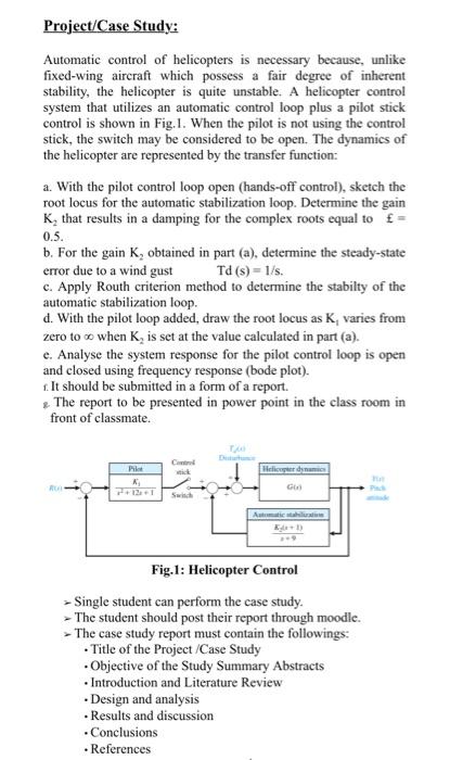 Solved Project/Case Study: Automatic control of helicopters | Chegg.com