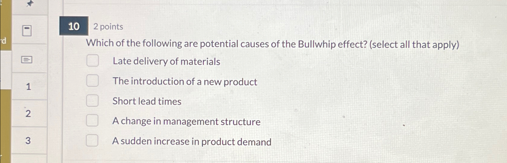 Solved 102 ﻿pointsWhich of the following are potential | Chegg.com