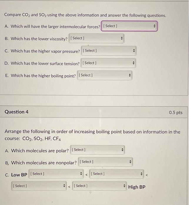 Solved Compare CO2 and SO2 using the above information and | Chegg.com