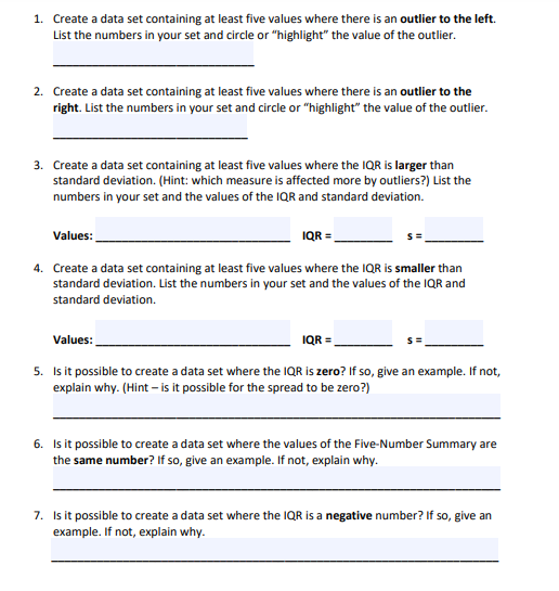 Solved Create a data set containing at least five values | Chegg.com
