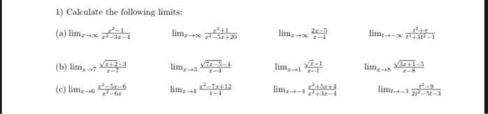 Solved 1) Calculate the following limits: (a) lim+ lim, + 20 | Chegg.com