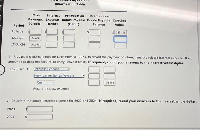 Solved Bond Interest Payments and Interest Expense | Chegg.com