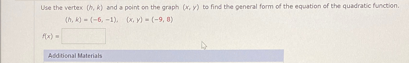 Solved Use the vertex (h,k) ﻿and a point on the graph (x,y) | Chegg.com