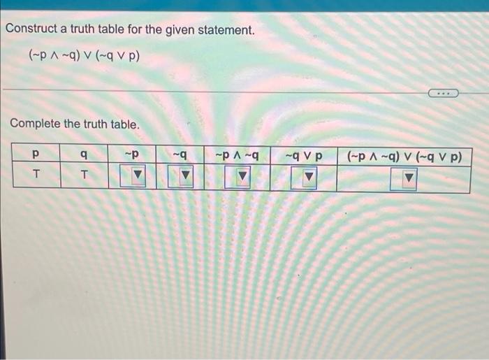Solved Construct a truth table for the given statement. | Chegg.com