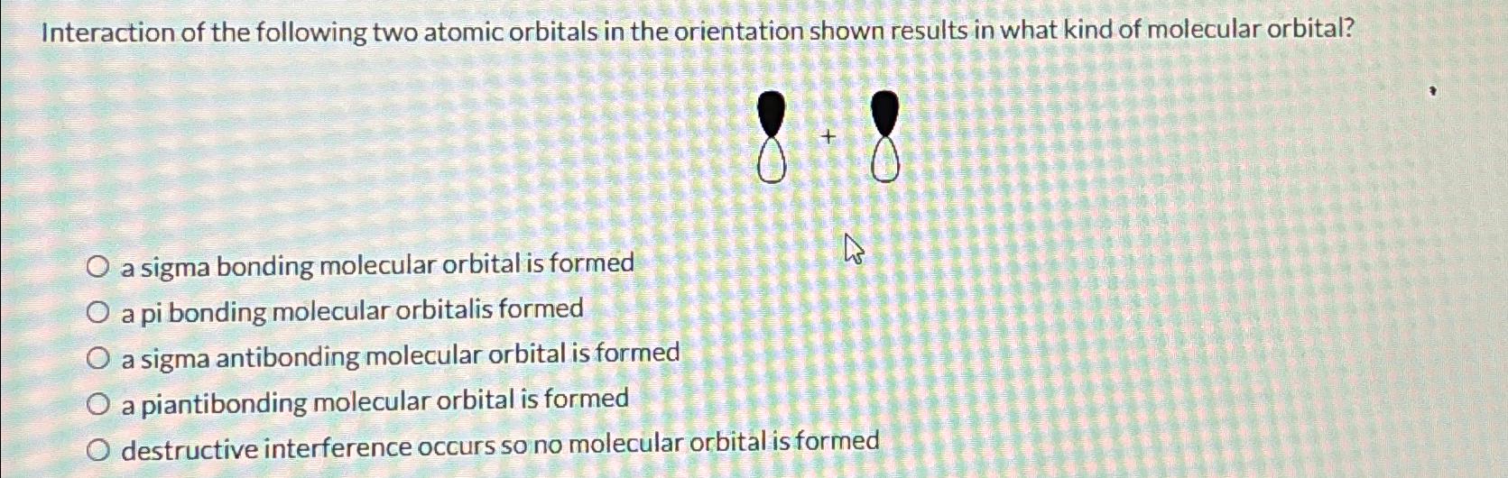 Solved Interaction of the following two atomic orbitals in | Chegg.com