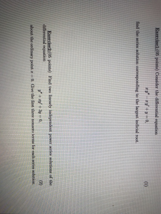 Solved Exercisel:(05 points) Consider the differential | Chegg.com