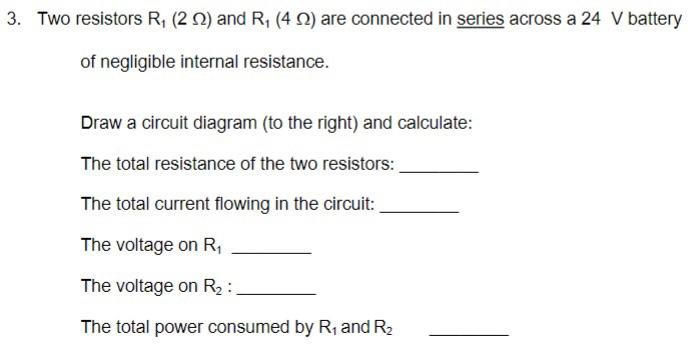 Solved Two resistors R1(2Ω) and R1(4Ω) are connected in | Chegg.com